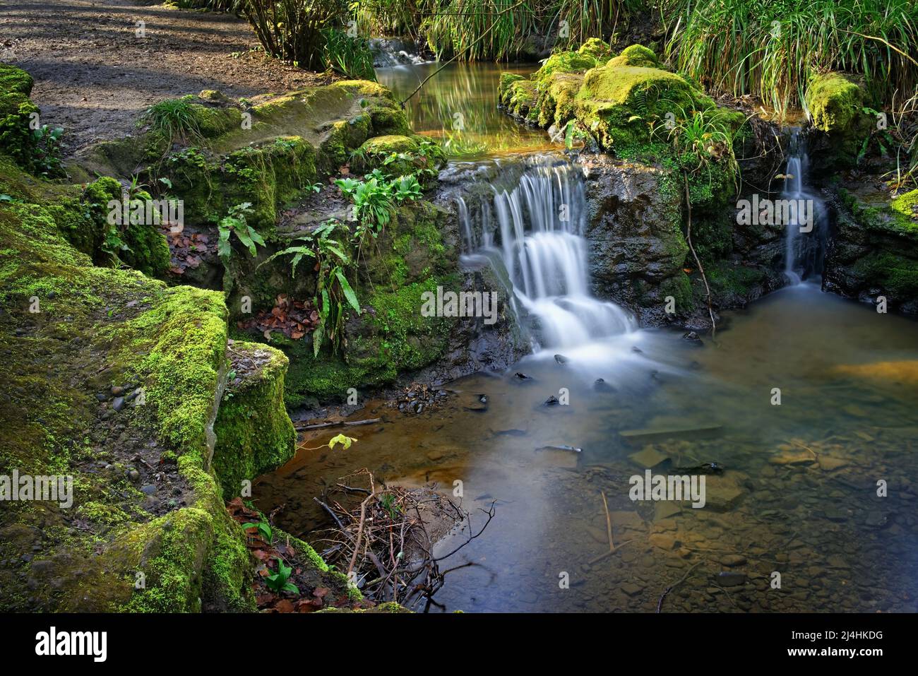 UK, North Yorkshire, Scarborough, Peasholm Park Waterfall Stock Photo ...