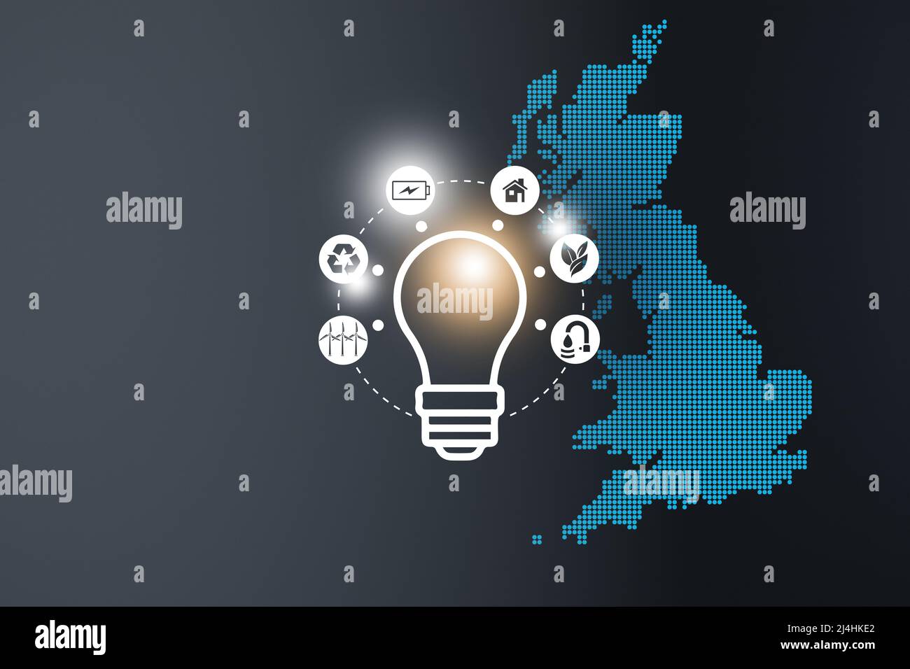 Energy innovation with future industry of power generation icons ...