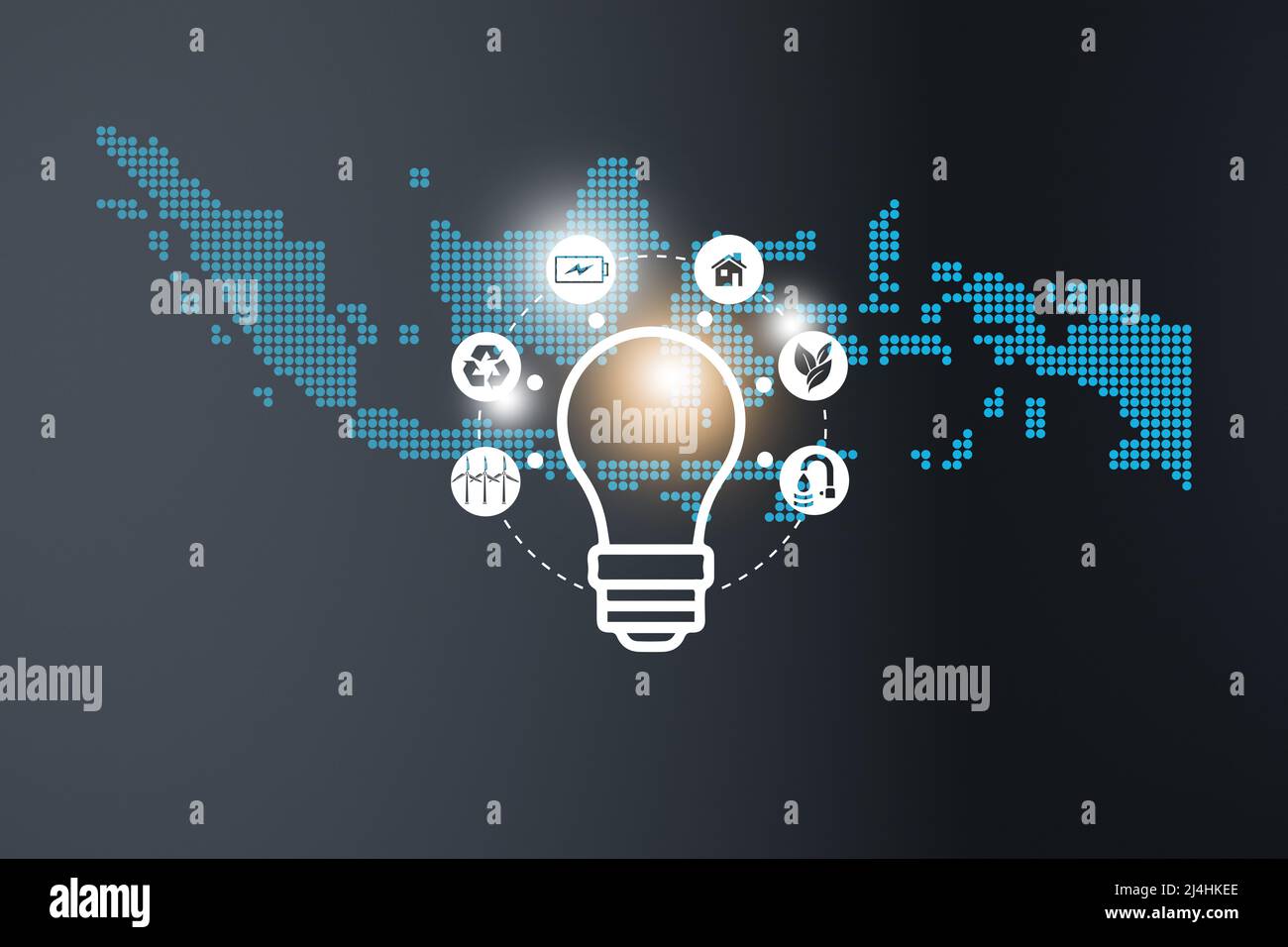 Energy innovation with future industry of power generation icons ...