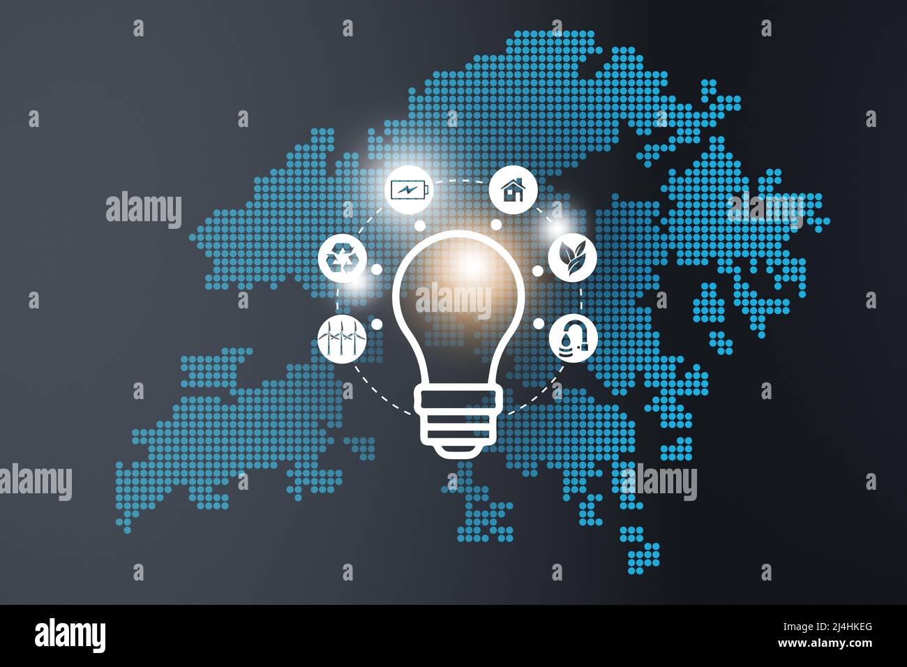Energy innovation with future industry of power generation icons ...
