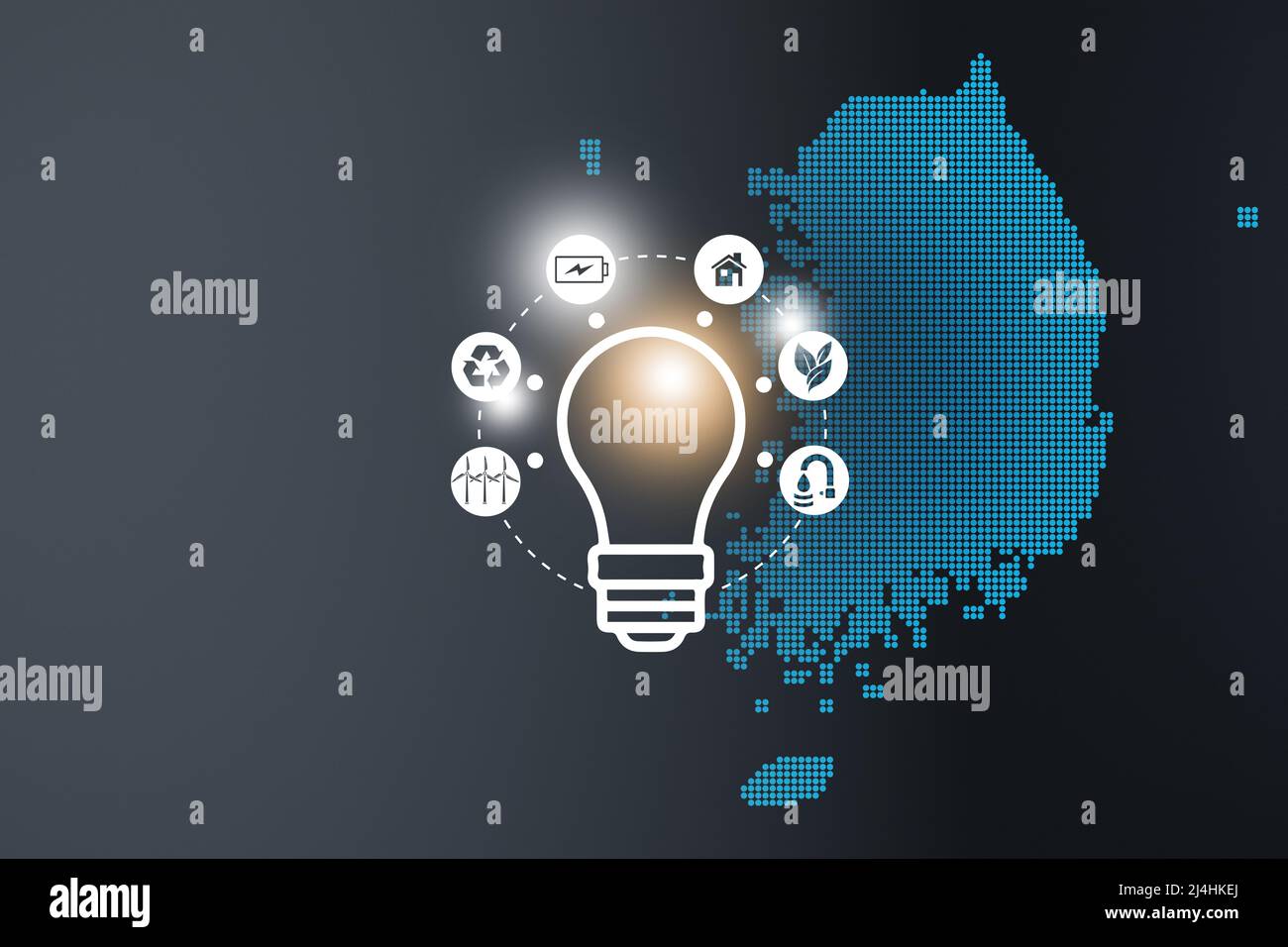 Energy innovation with future industry of power generation icons ...