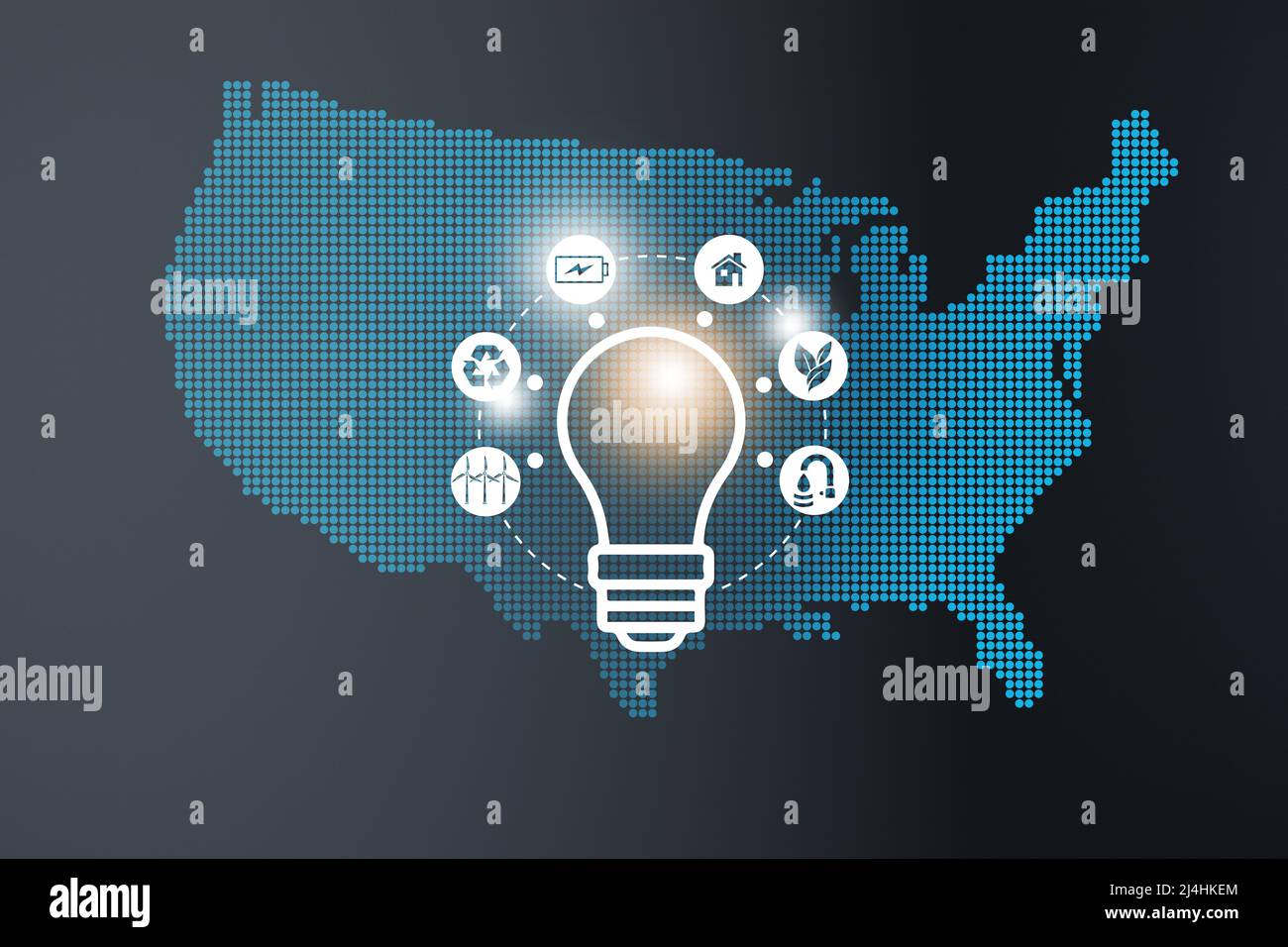 Energy innovation with future industry of power generation icons ...
