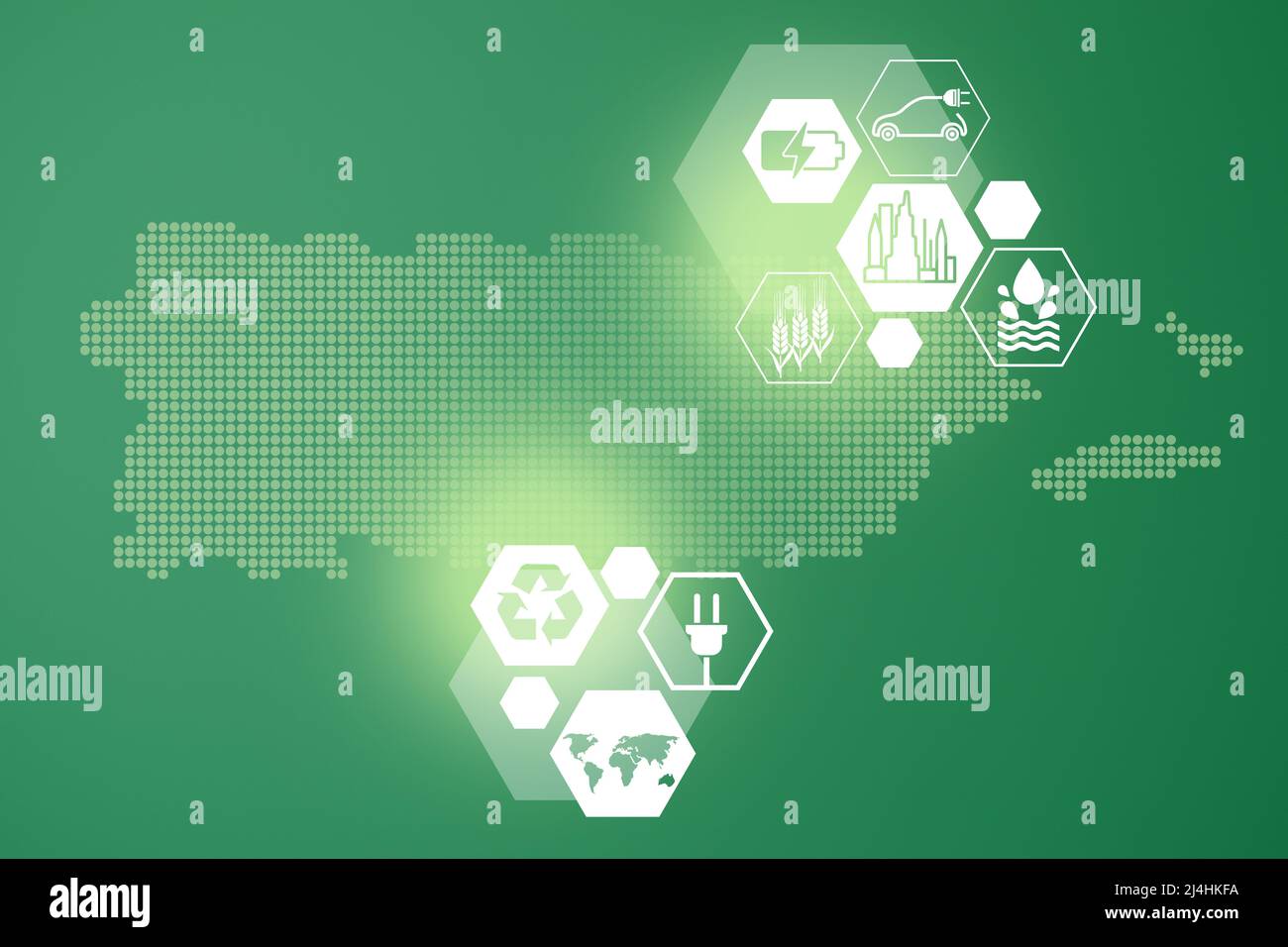 Energy innovation with future industry of power generation icons ...