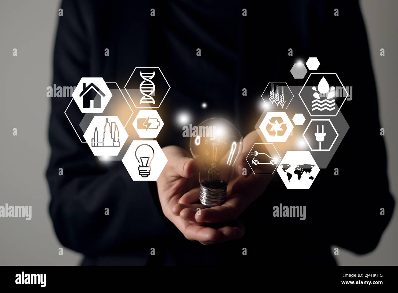 Energy innovation light bulb with future industry of power generation ...