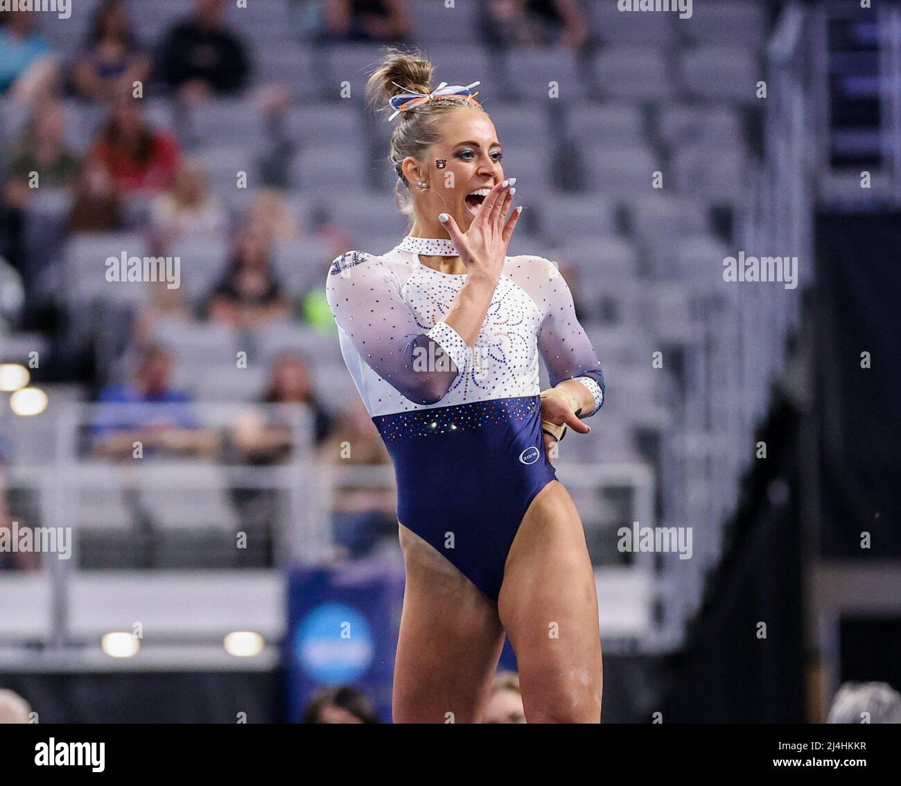 Fort Worth, TX, USA. 14th Apr, 2022. Auburn's Drew Watson finishes her ...