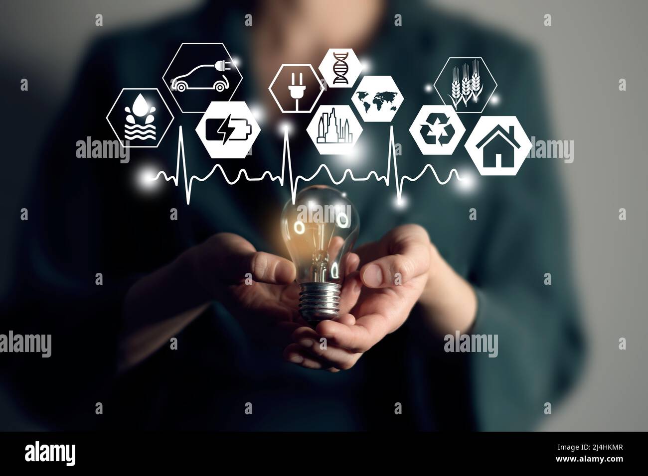 Energy innovation light bulb with future industry of power generation ...