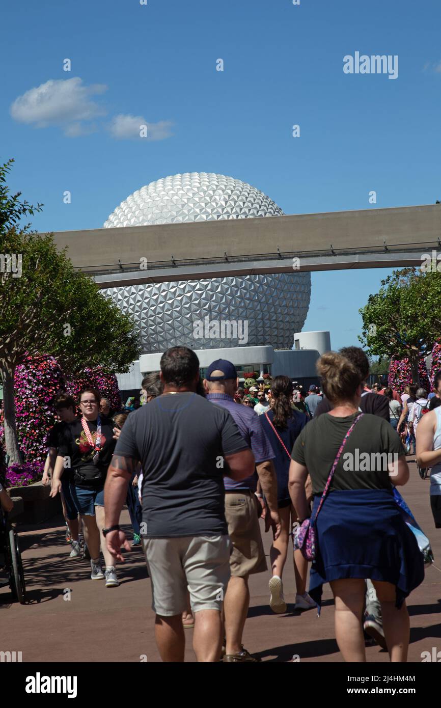 Epcot theme park, Orlando, Florida, USA, March 25th, 2022, people ...