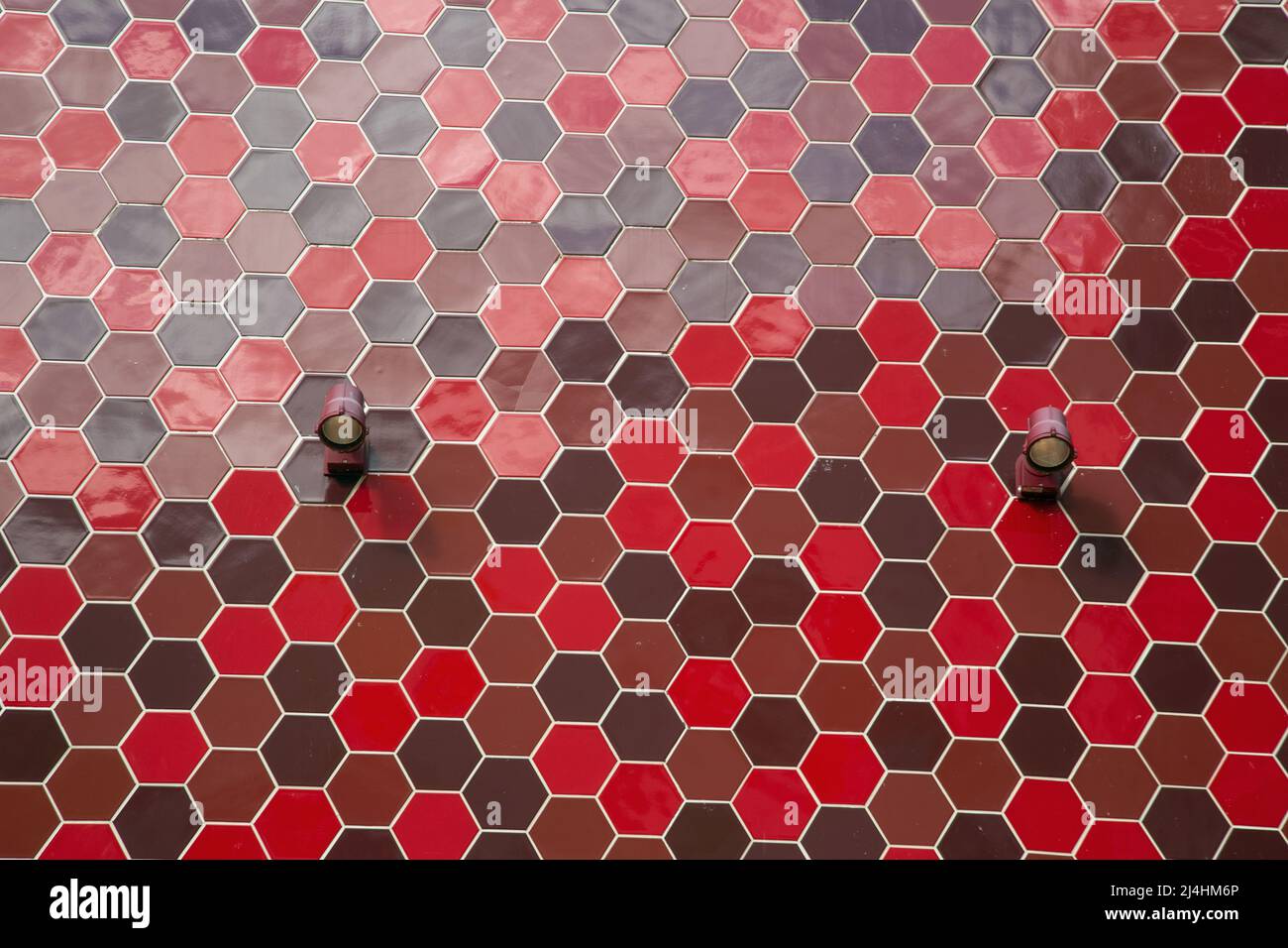 Red hexagonal tiles shot close up for use as a background Stock Photo ...