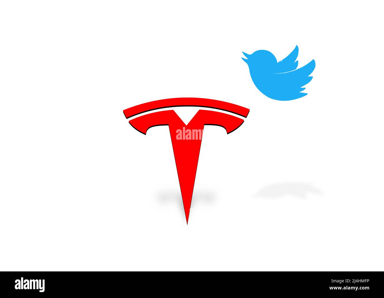 Tesla and twitter illustration image Stock Photo - Alamy