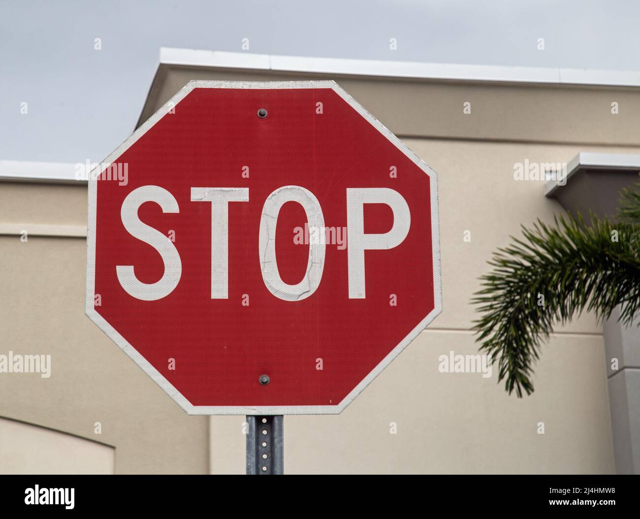 Kissimmee, Florida, USA, close up shot of an octagonal stop sign with ...