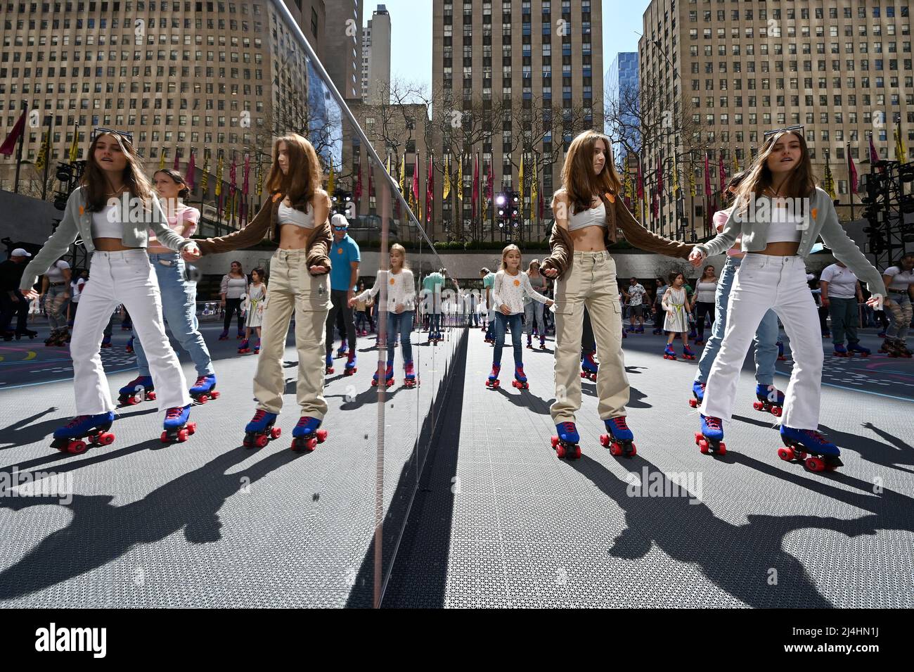 New York, USA. 15th Apr, 2022. People roller skate on opening day at ...