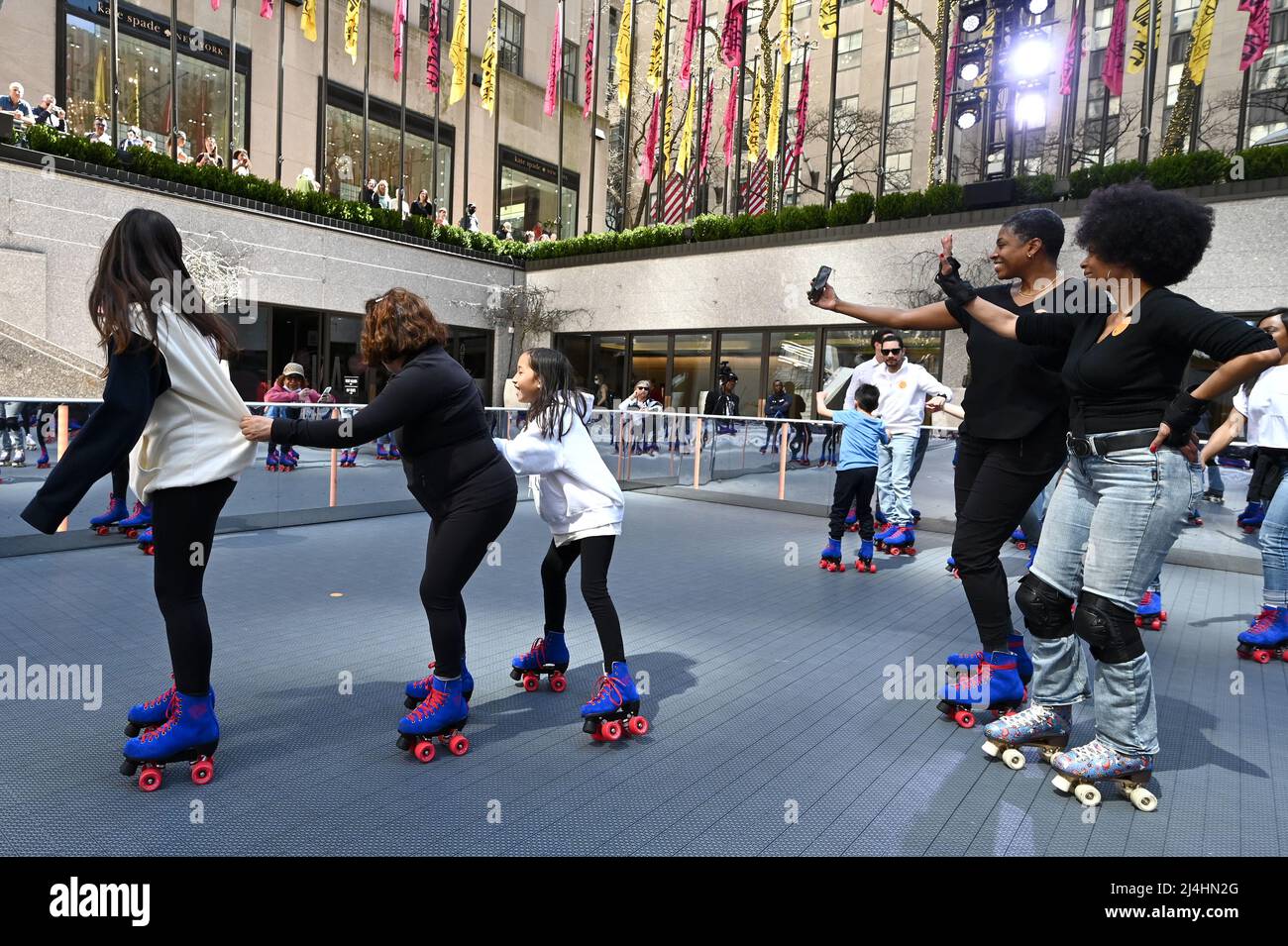 New York, USA. 15th Apr, 2022. People roller skate on opening day at ...