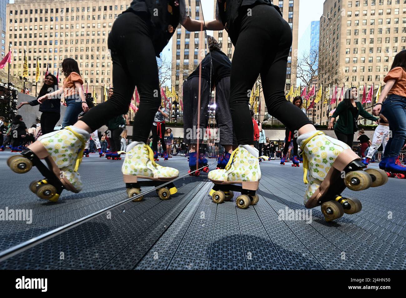 New York, USA. 15th Apr, 2022. People roller skate on opening day at ...