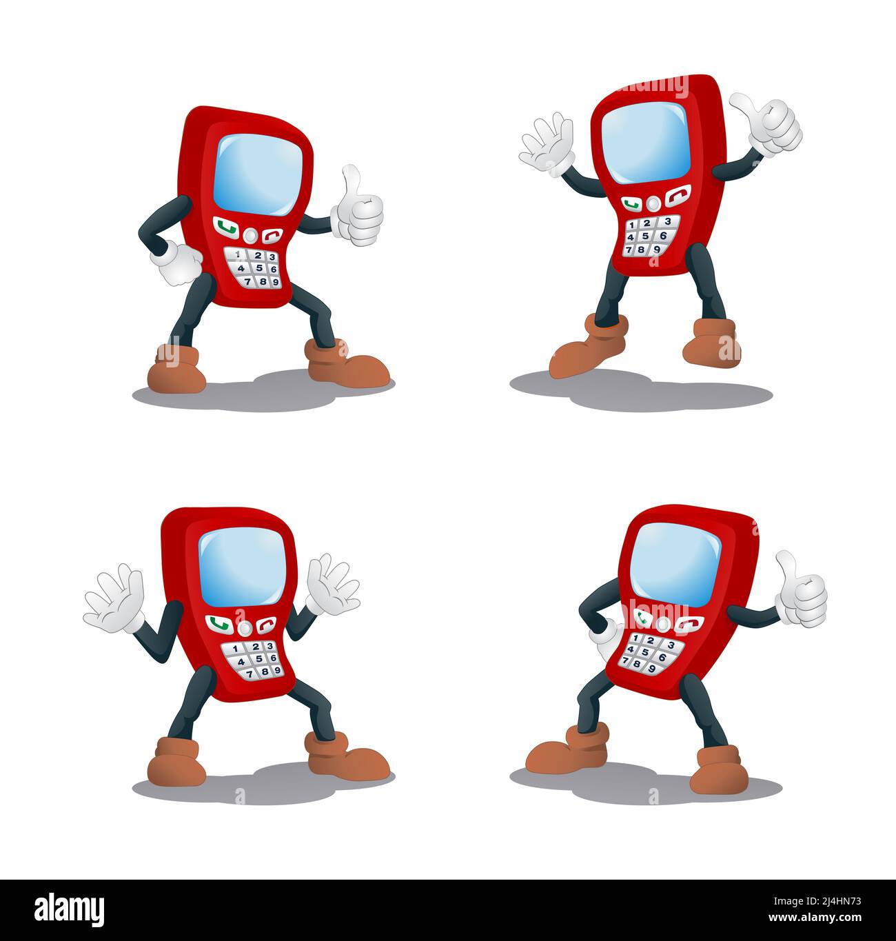 illustration of a mobile phone group set on isolated white background ...