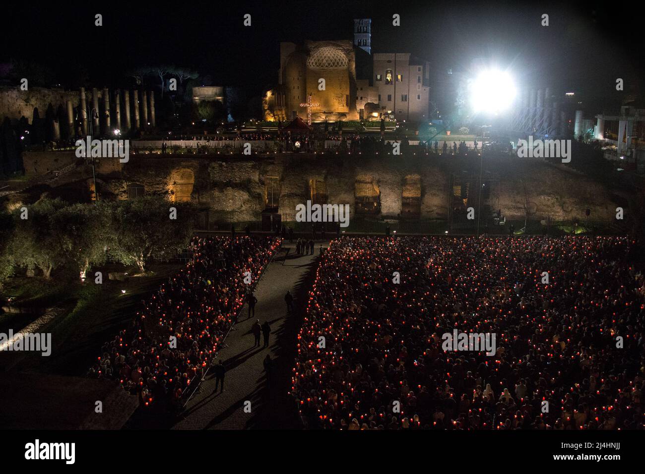 Rome, Italy. 15th Apr, 2022. People attending outside the Colosseum on ...