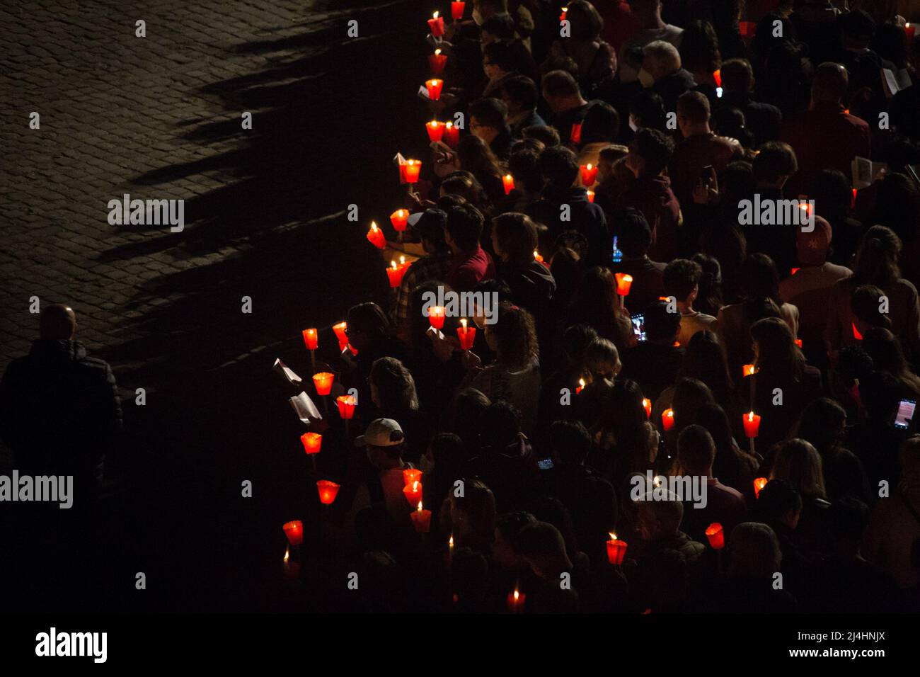 Rome, Italy. 15th Apr, 2022. People attending outside the Colosseum on ...