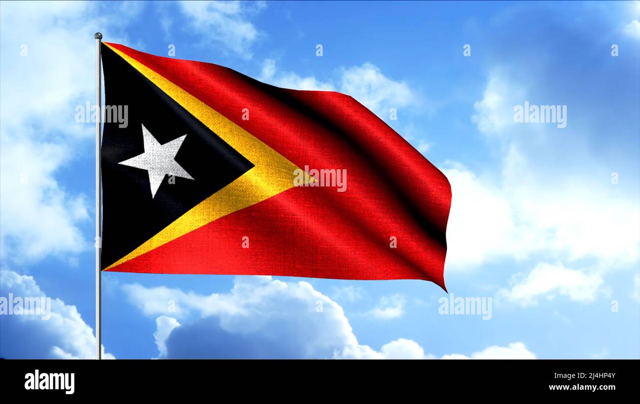 The flag of East Timor. Motion. Tricolor flag consisting of two ...