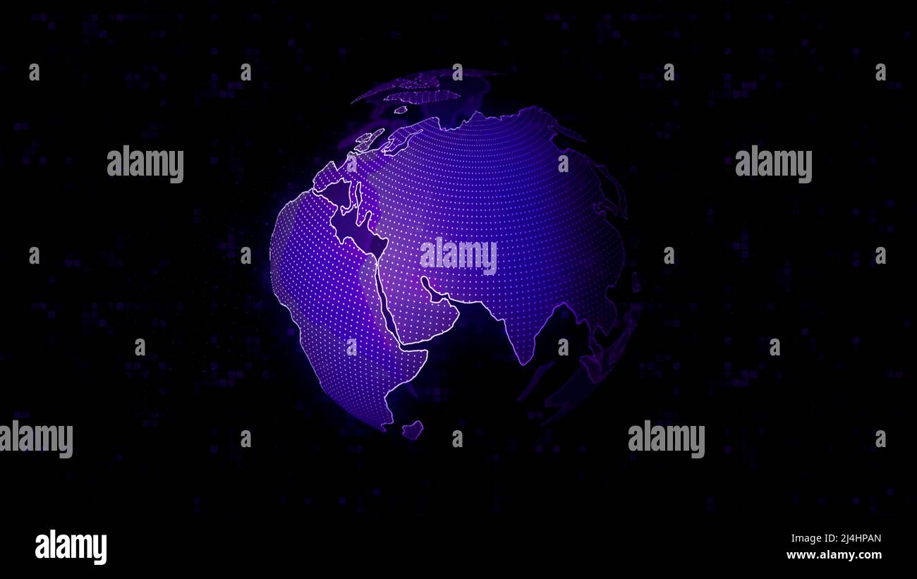 Stylized Earth rotating on a black background, seamless loop. Motion ...