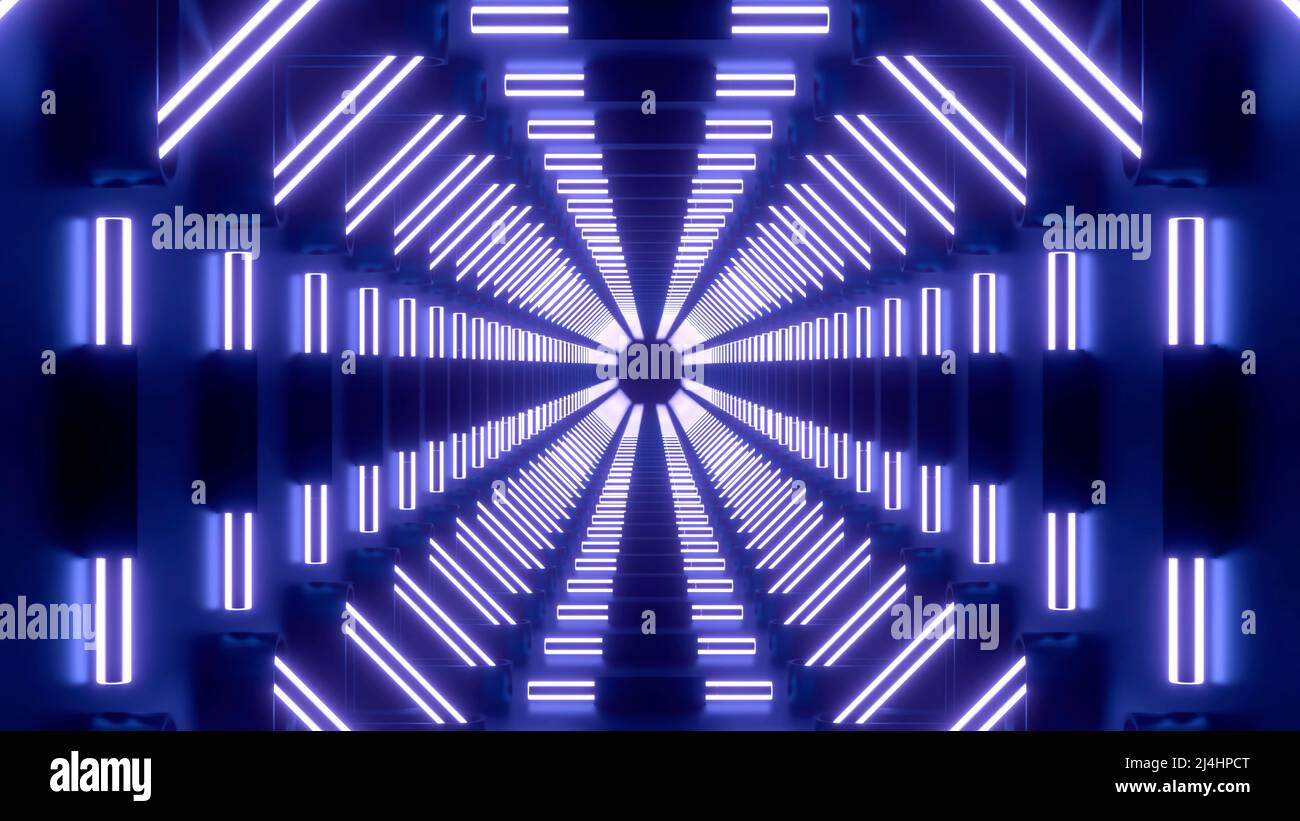 Slow flight through abstract 3D alien technology tunnel, seamless loop ...