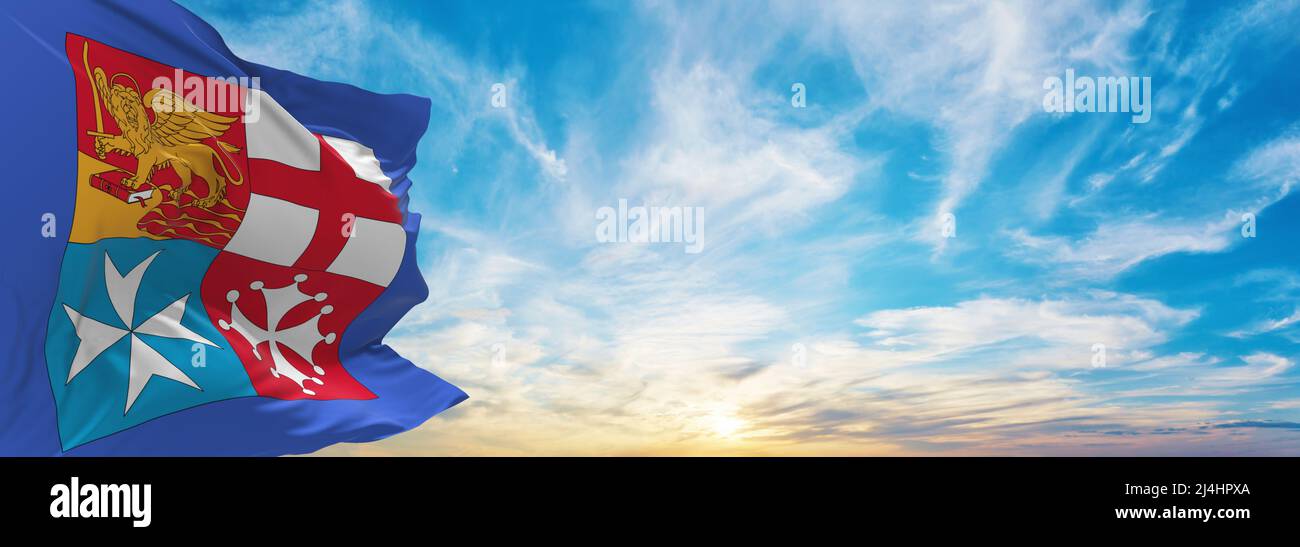 flag of the commander in chief of the naval forces, Italy at cloudy sky ...