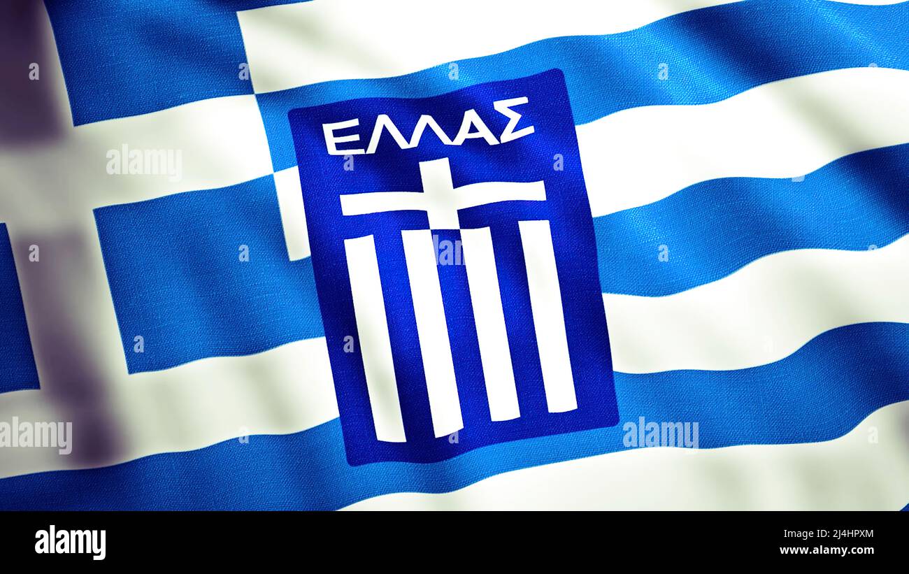 The flag of Greece . Motion. Blue and white lines that alternate and a ...
