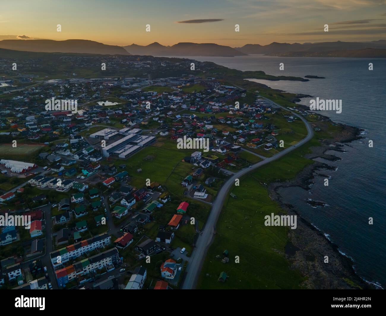 Beautiful aerial view of the City of Torshavn Capital of Faroe Islands ...