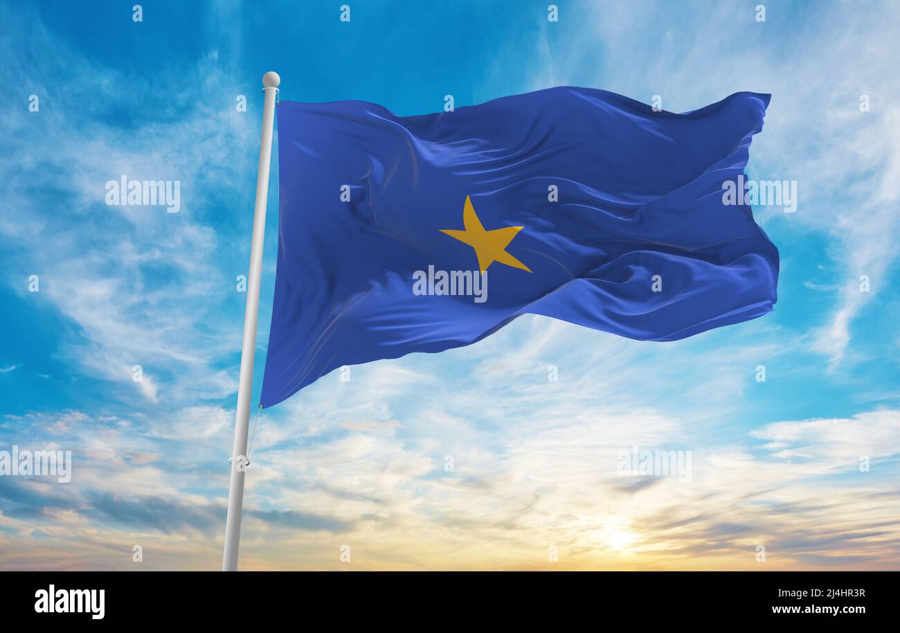 flag of rear admiral of the Marina Militare, Italy at cloudy sky ...