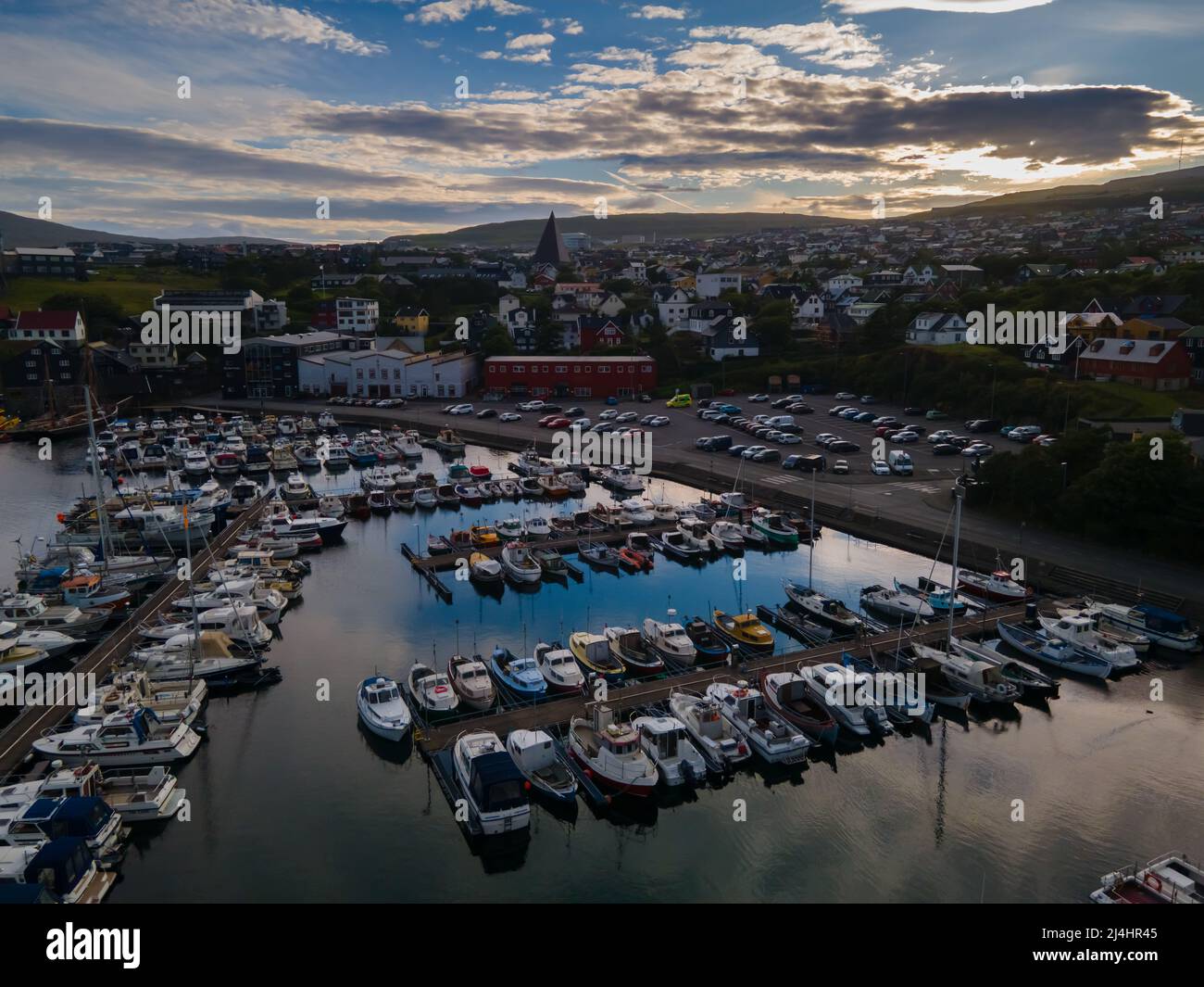Beautiful aerial view of the City of Torshavn Capital of Faroe Islands ...