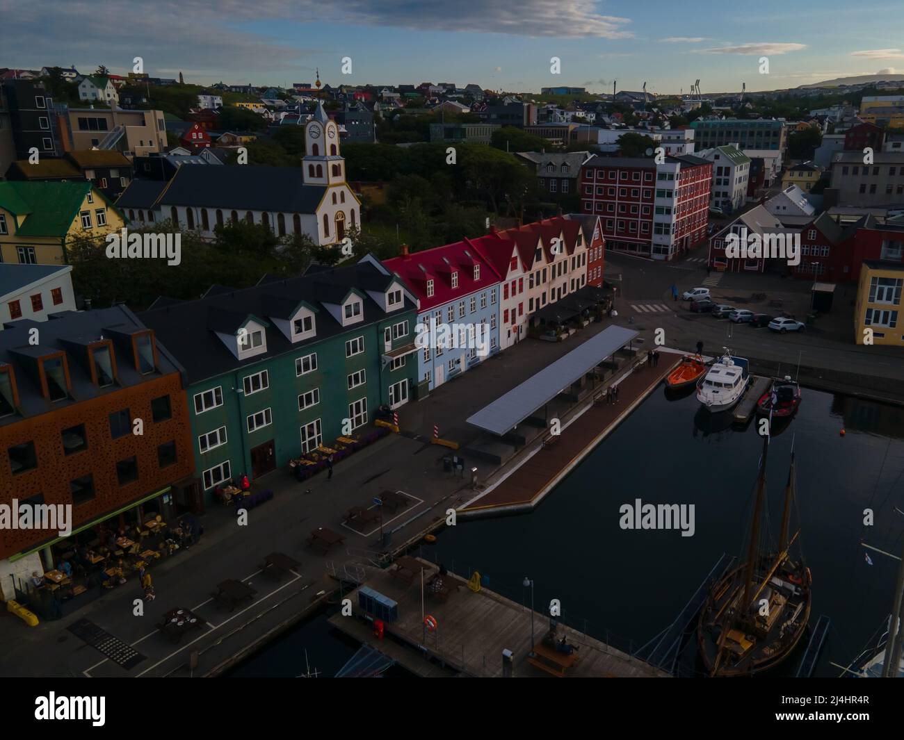 Beautiful aerial view of the City of Torshavn Capital of Faroe Islands ...