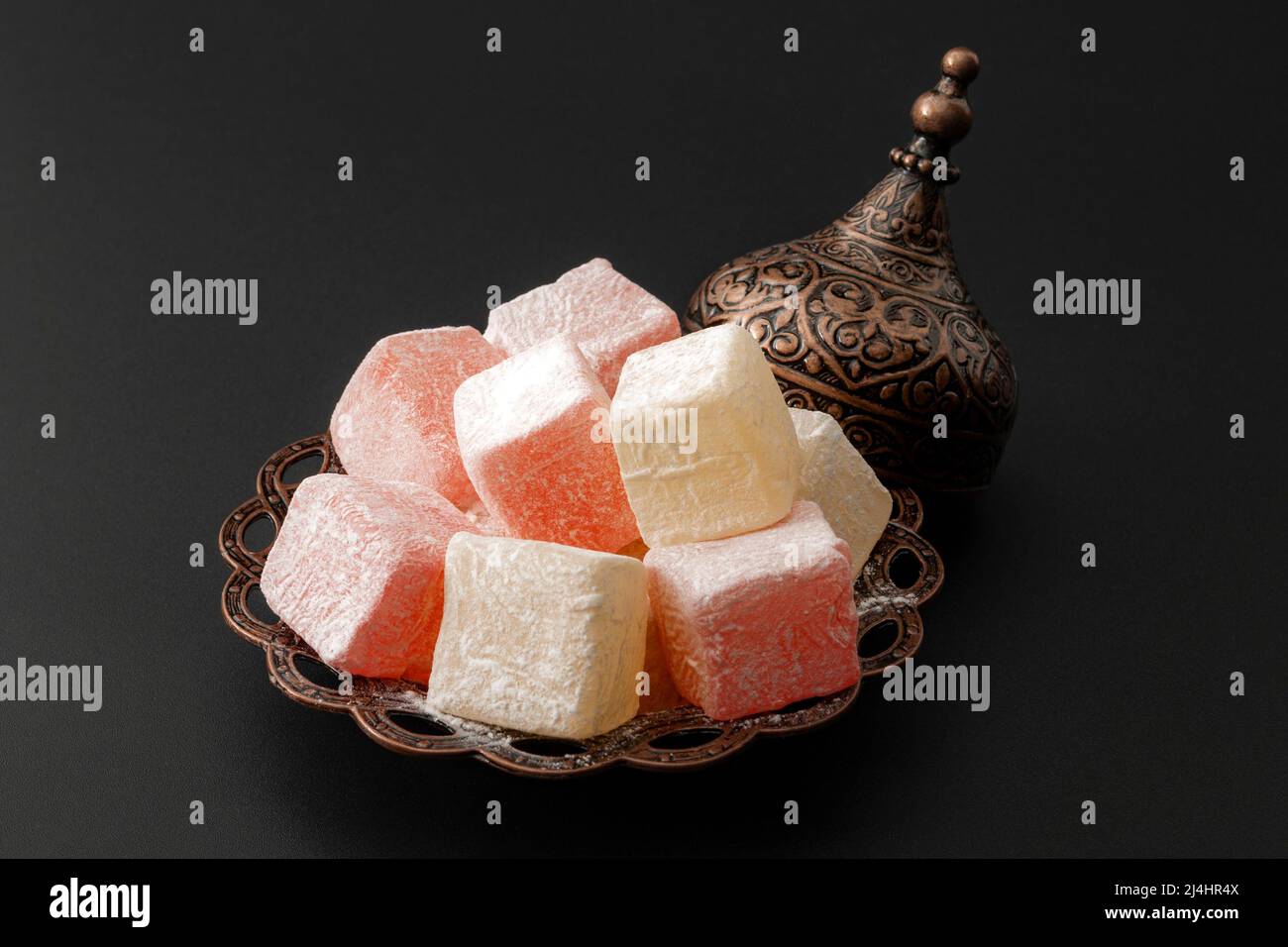 Ramadan sweets and middle eastern soft sweet treat concept with close ...