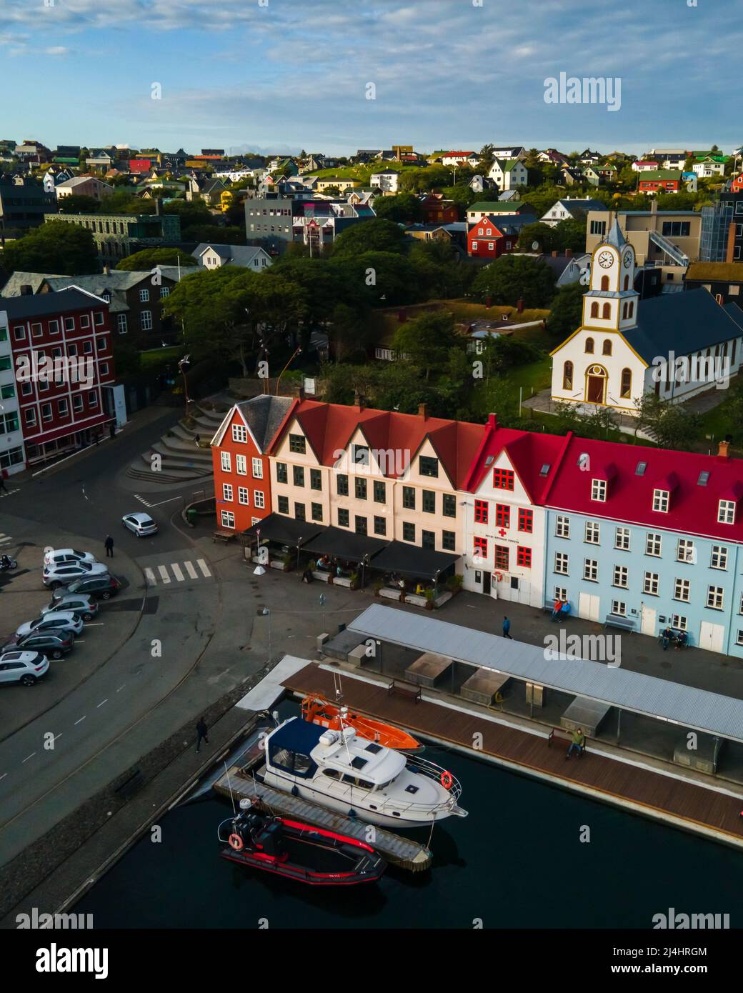 Beautiful aerial view of the City of Torshavn Capital of Faroe Islands ...