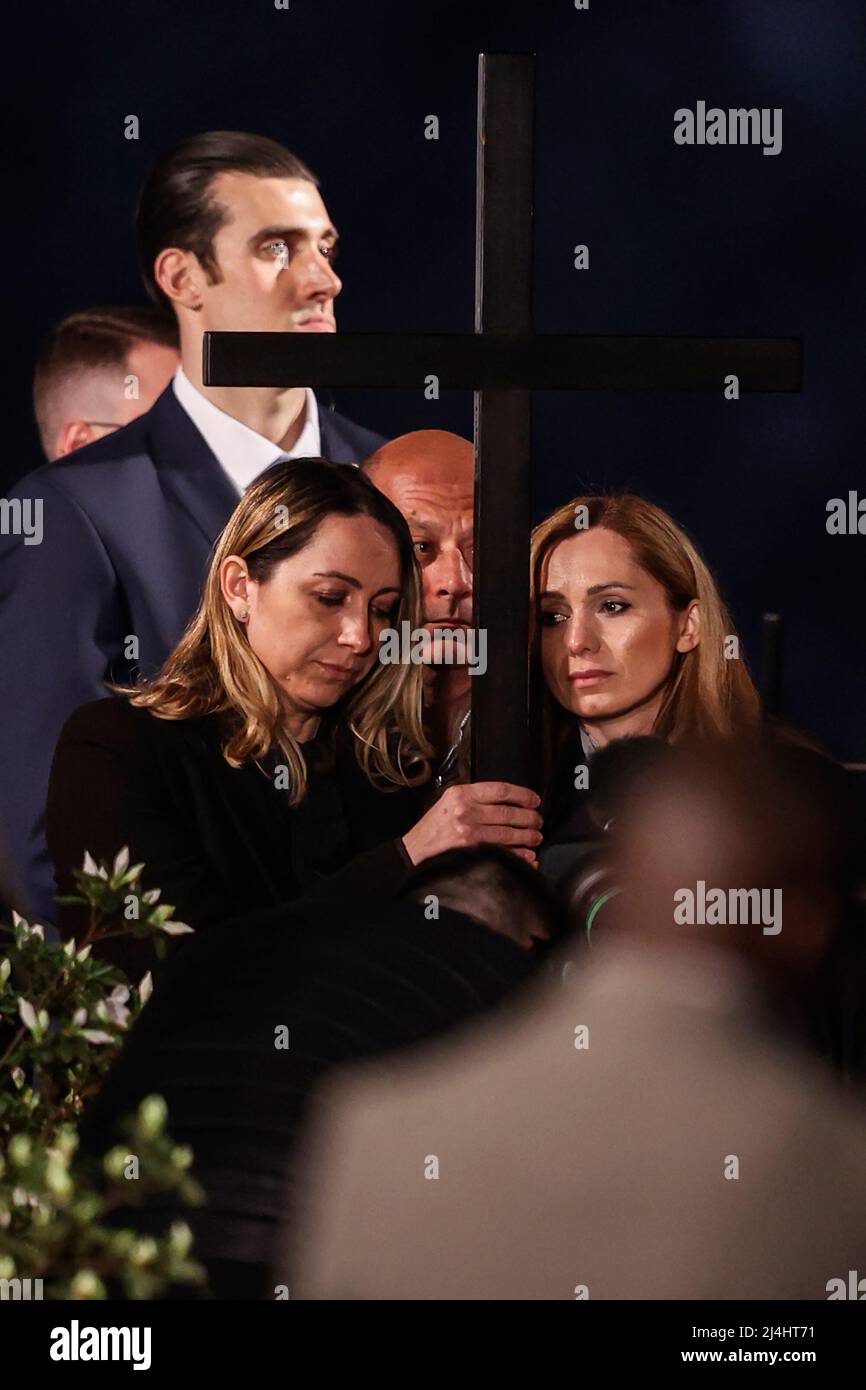 Rome, Italy. 15th Apr, 2022. Two nurses, Irina, from Ukraine, left, and ...