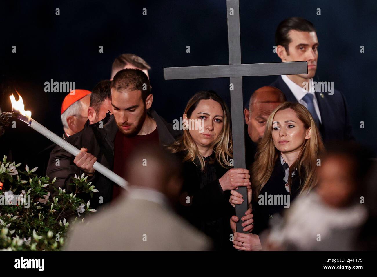 Rome, Italy. 15th Apr, 2022. Two nurses, Irina, from Ukraine, left, and ...