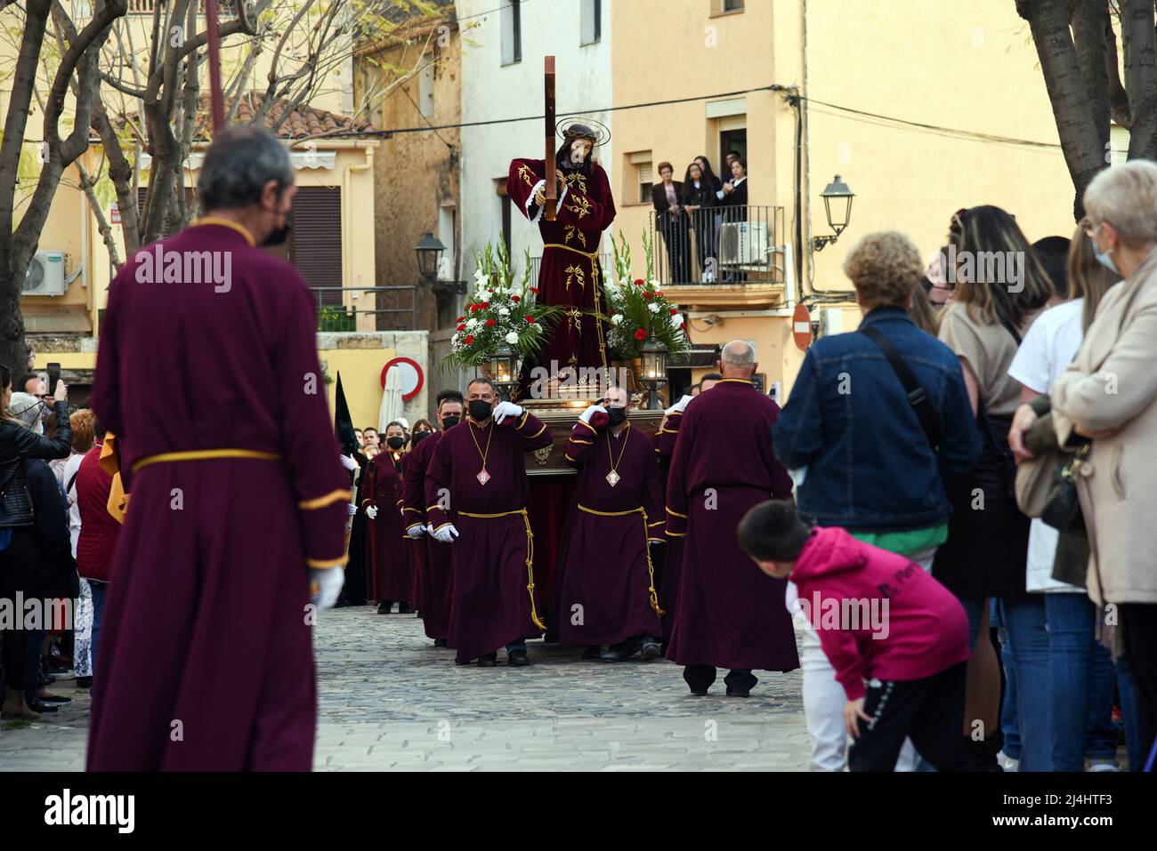 Image of Jesus of Nazareth carrying the Cross during the Procession of ...