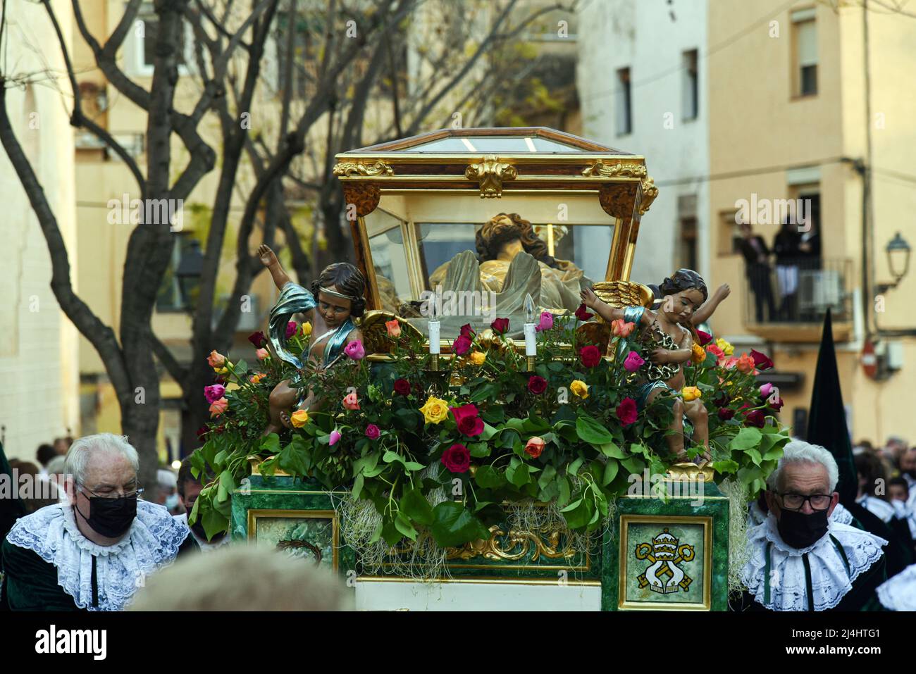 Image of Jesus Christ in his coffin during the Procession of the Saint ...