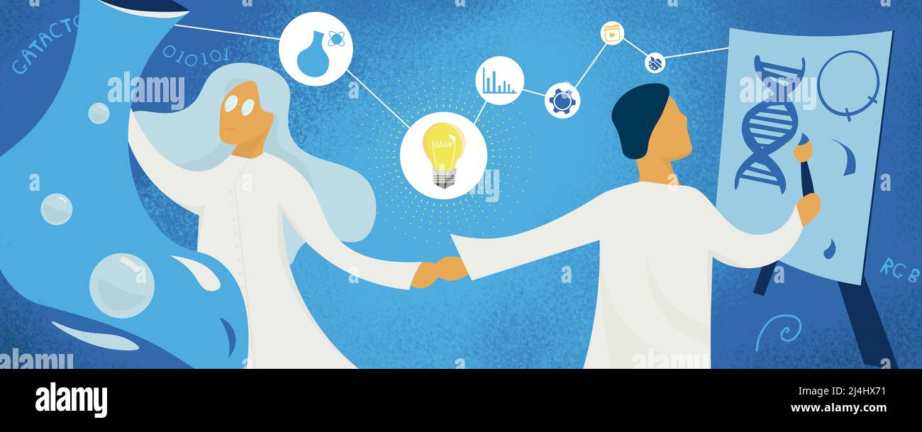 Art meets science, conceptual illustration Stock Photo - Alamy