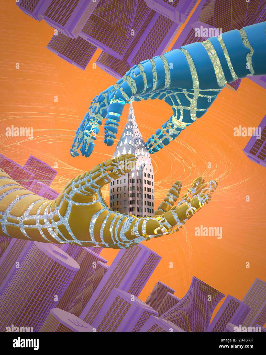 Selling virtual real estate in the metaverse, illustration Stock Photo ...