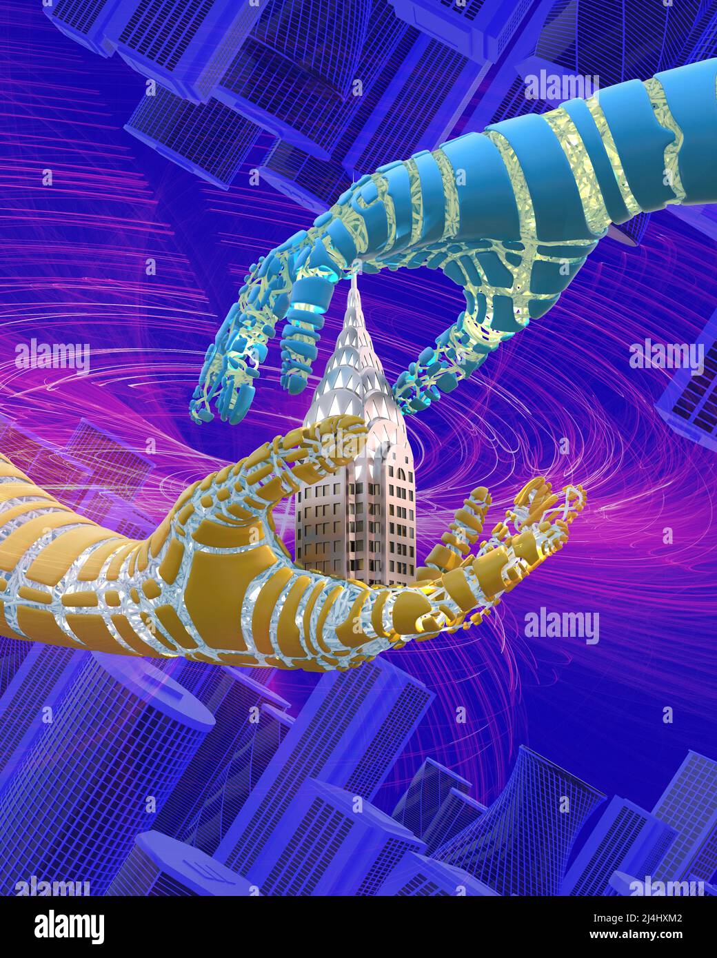 Selling virtual real estate in the metaverse, illustration Stock Photo ...