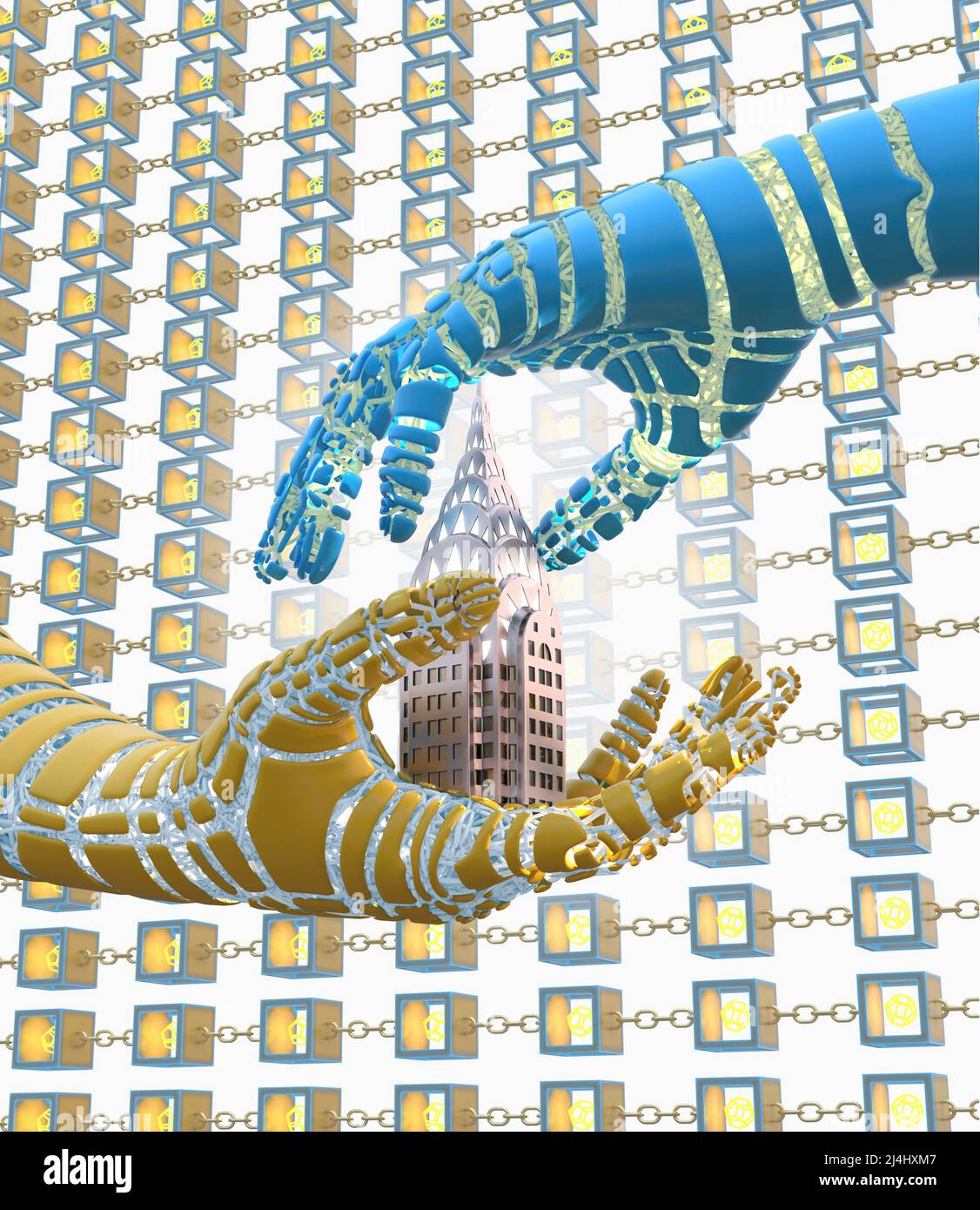 Selling virtual real estate in the metaverse, illustration Stock Photo ...