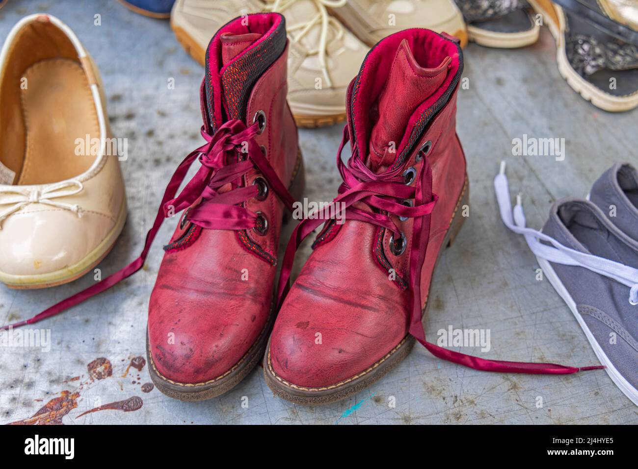 Red long boots hi-res stock photography and images - Alamy