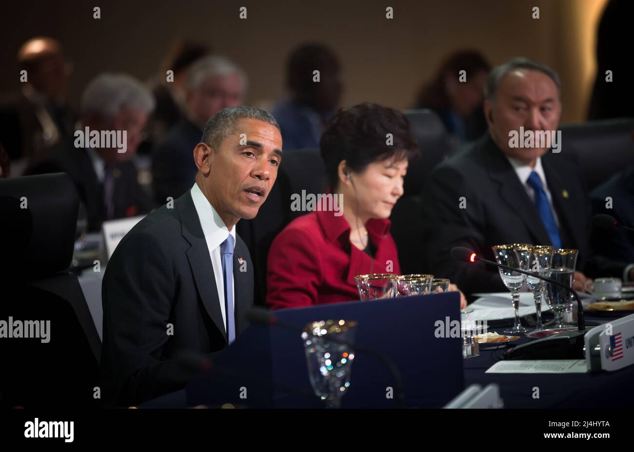 President Barack Obama at the Nuclear Security Summit which is a world ...