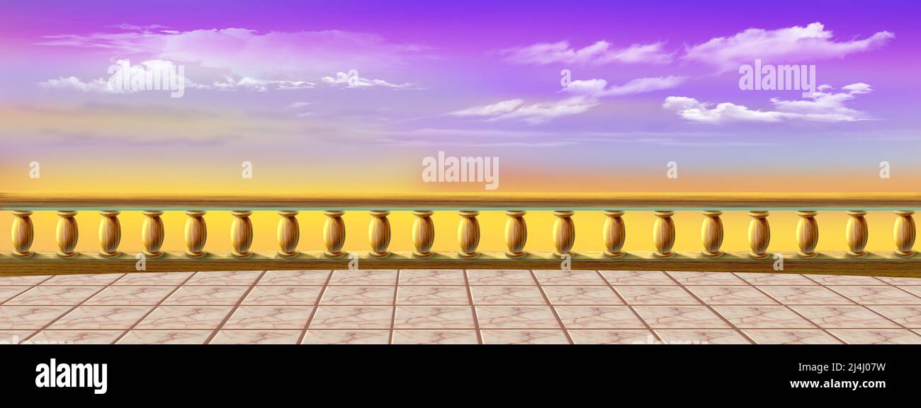 Sunrise view from the paving slab observation deck. Digital Painting ...