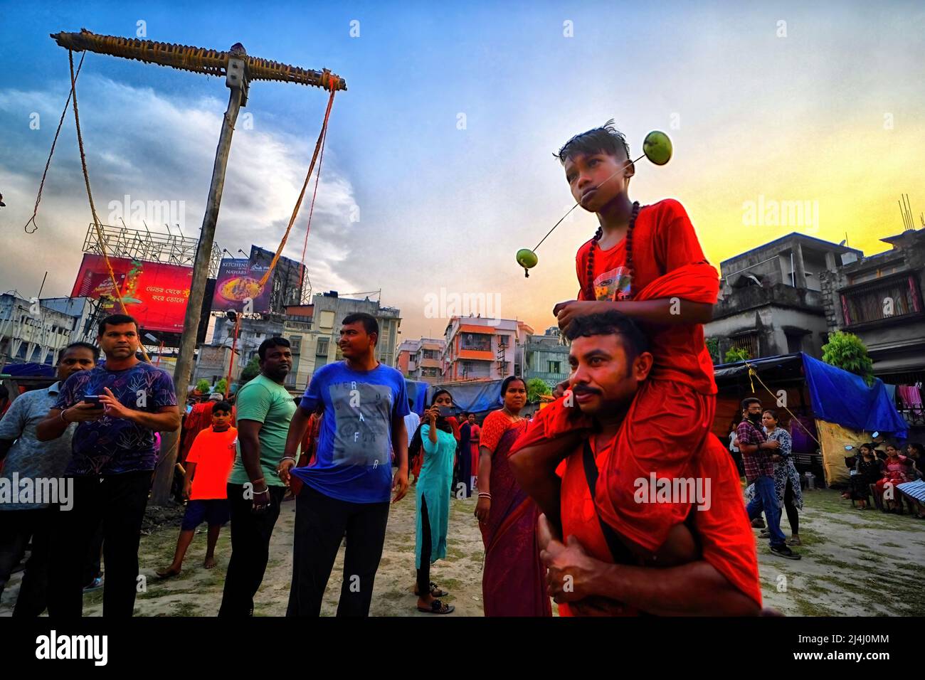 (EDITORS NOTE: Image contains graphic content) A Hindu devotee children ...
