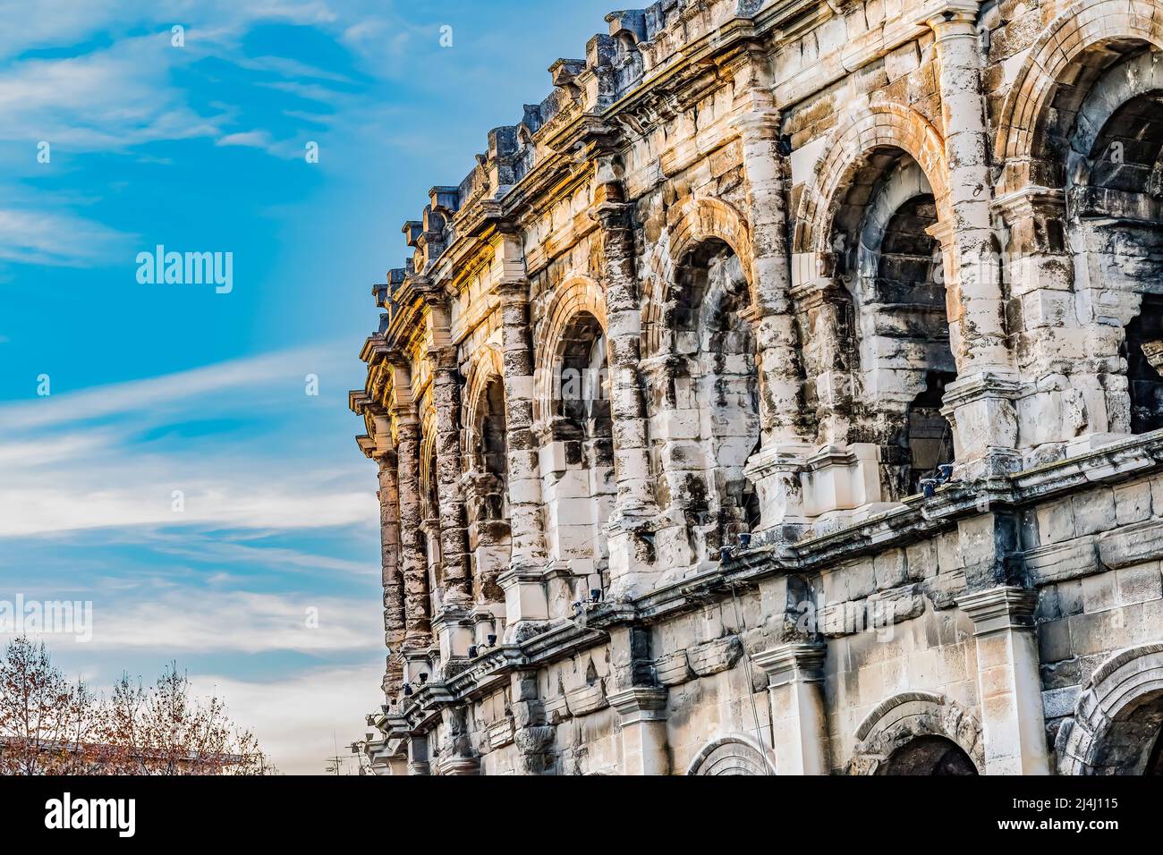 Ancient Classical Roman Amphitheatre Arena Nimes Gard France. Built in ...