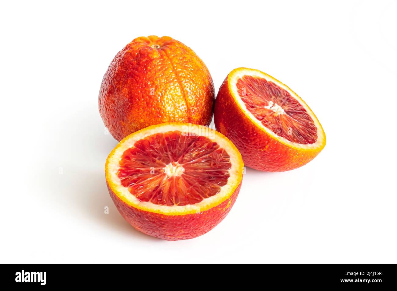 Half of blood red orange citrus fruit isolated on white background. red ...