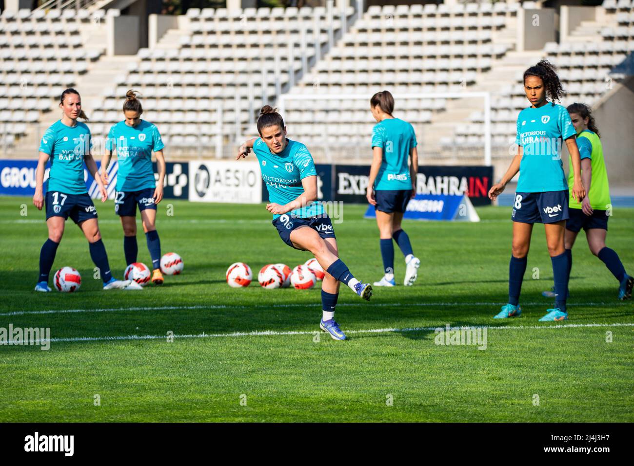 Mathilde Bourdieu of Paris FC warms up ahead of the Women's French ...