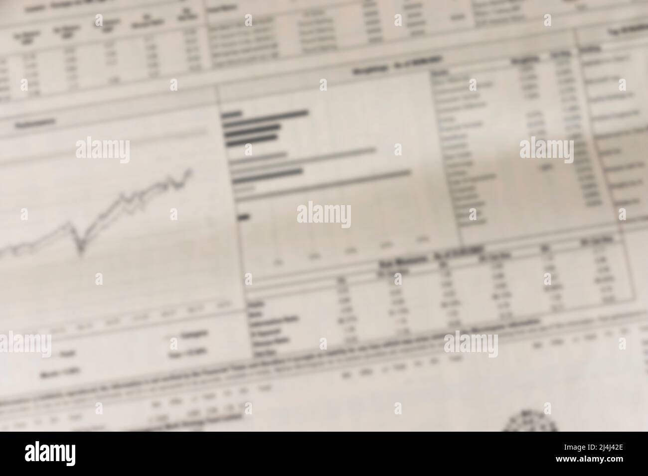 Blurred financial newspaper news background texture. Top view Stock ...