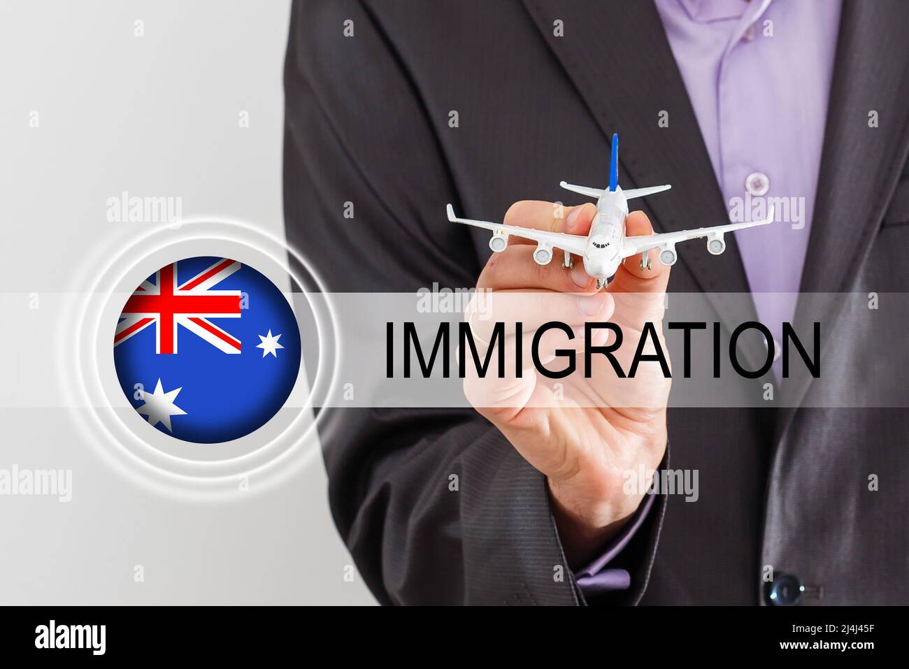 australia flag and virtual immigration button Stock Photo - Alamy
