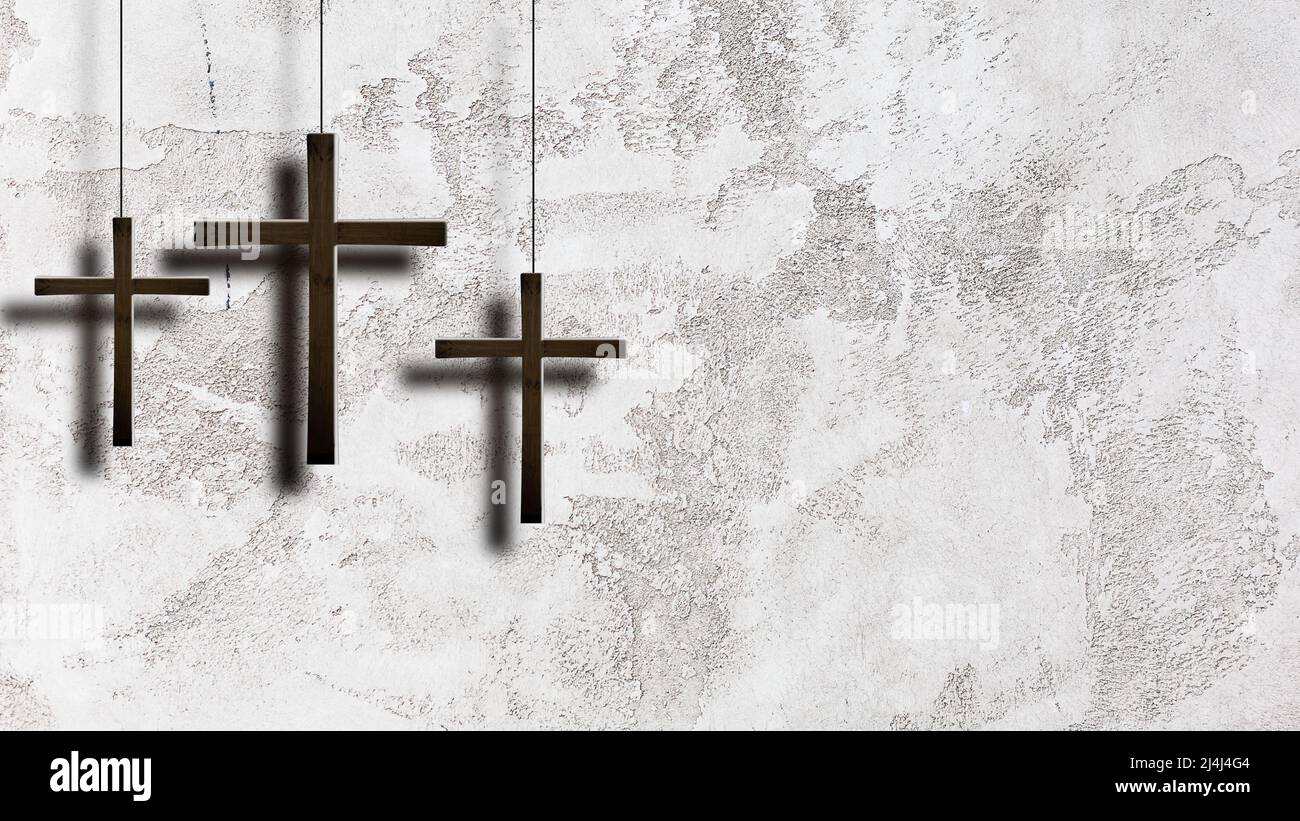 three crosses on a background of walls Stock Photo - Alamy