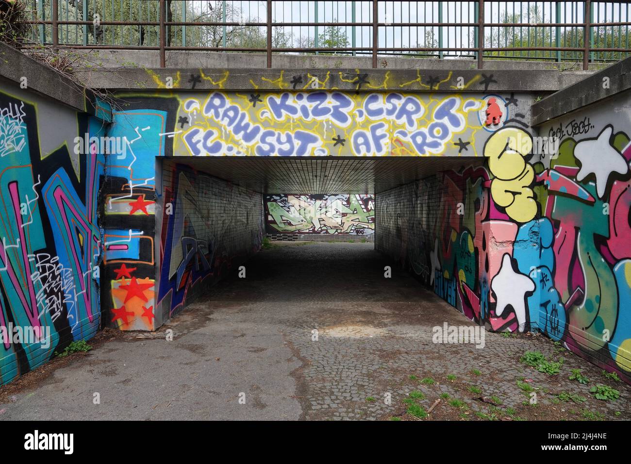 Prague, Czech Republic - April 11 2022: Colorful abstract graffiti and ...
